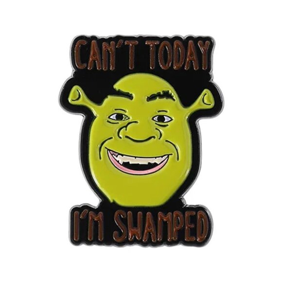 Jewelry | Funny Green Ogre Enamel Pin Cant Today Im Swamped | Poshmark